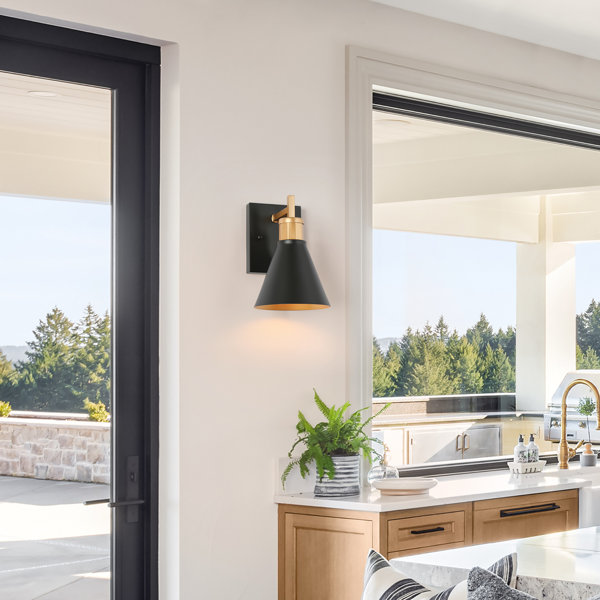 Corrigan Studio® Brooklyn-BB 1 - Light Dimmable Black Armed Sconce | Wayfair